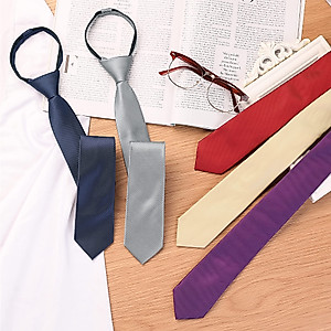 Allegra K Men's Skinny Pretied Solid Color Zipper Ties Neck Adjustable Strap Wedding Groom Tie One Size Black