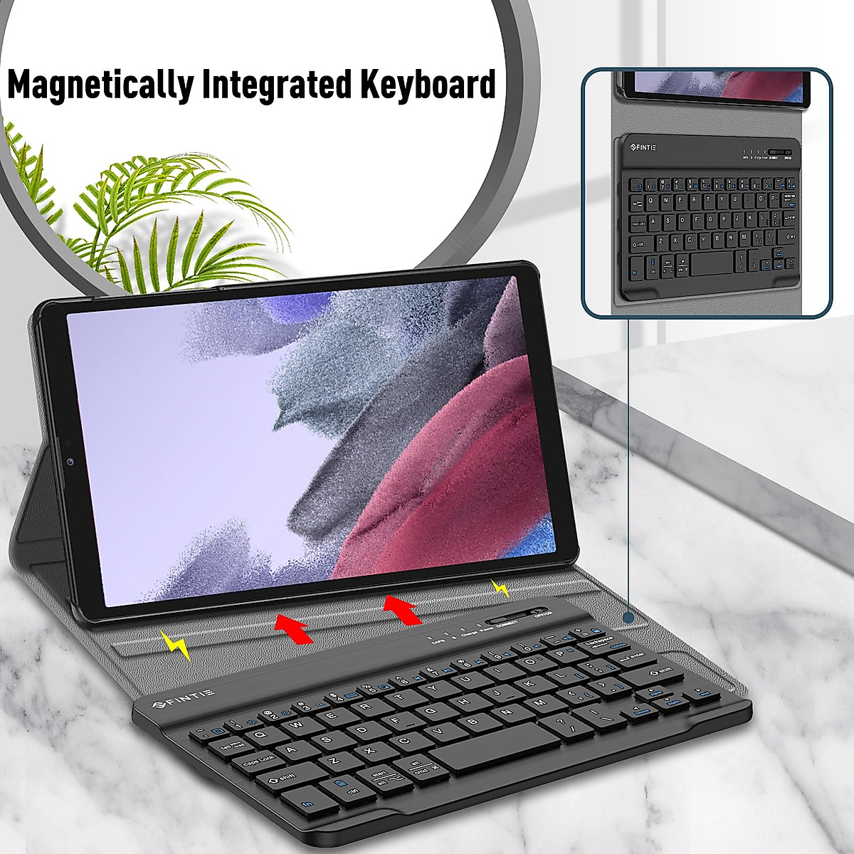 FINTIE Keyboard Case for Samsung Galaxy Tab A7 Lite 8.7 Inch 2021 Model (SM-T220/T225/T227), Slim Lightweight Stand Cover with Magnetically Detachable Wireless Bluetooth Keyboard, Black