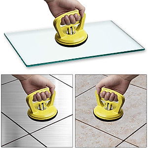 FCHO Glass Suction Cup Heavy Duty Aluminum Vacuum Plate Puller Handle Holder Hooks Duty Galss Lifting/Tile Suction Cup Lifter/Moving Glass/Pad for Lifting (Yellow, 2Pack)