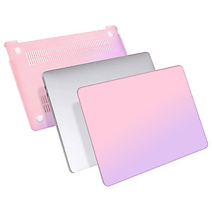 iCasso Compatible with MacBook Air 13 inch Case 2020 2019 2018 Release A2337 M1 A2179 A1932, Plastic Hard Case Shell, Sleeve Bag, Screen Protector, Keyboard Cover and Dust Plug (Gradient Purple)