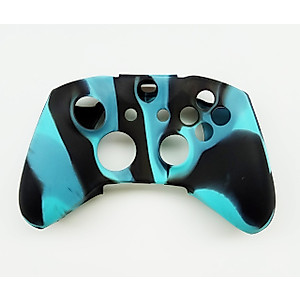 Hikfly Silicone Controller Cover Skin Protector Case Faceplates Kits for Xbox One X/One S/Slim Controller with 4pcs Thumb Grips Caps(Blueblack)