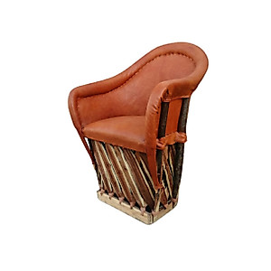 Mueble Silla Equipal Tradicional Mexicano Estilo Charro en Color Naranja hecho por Equipales San Jose, Ideal para tu hogar, bar, restaurante, jardin, oficina, playa, hotel artesanal