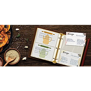 Recipe Card Page Protectors, 50 Count, 4 x 6 inch Pockets, 2 Pockets Per Page, (for 8.5"x 9.5" Binders),by Better Kitchen Products, Recipe Book Pocket Page Refill Sheets, Side Margin Loading,