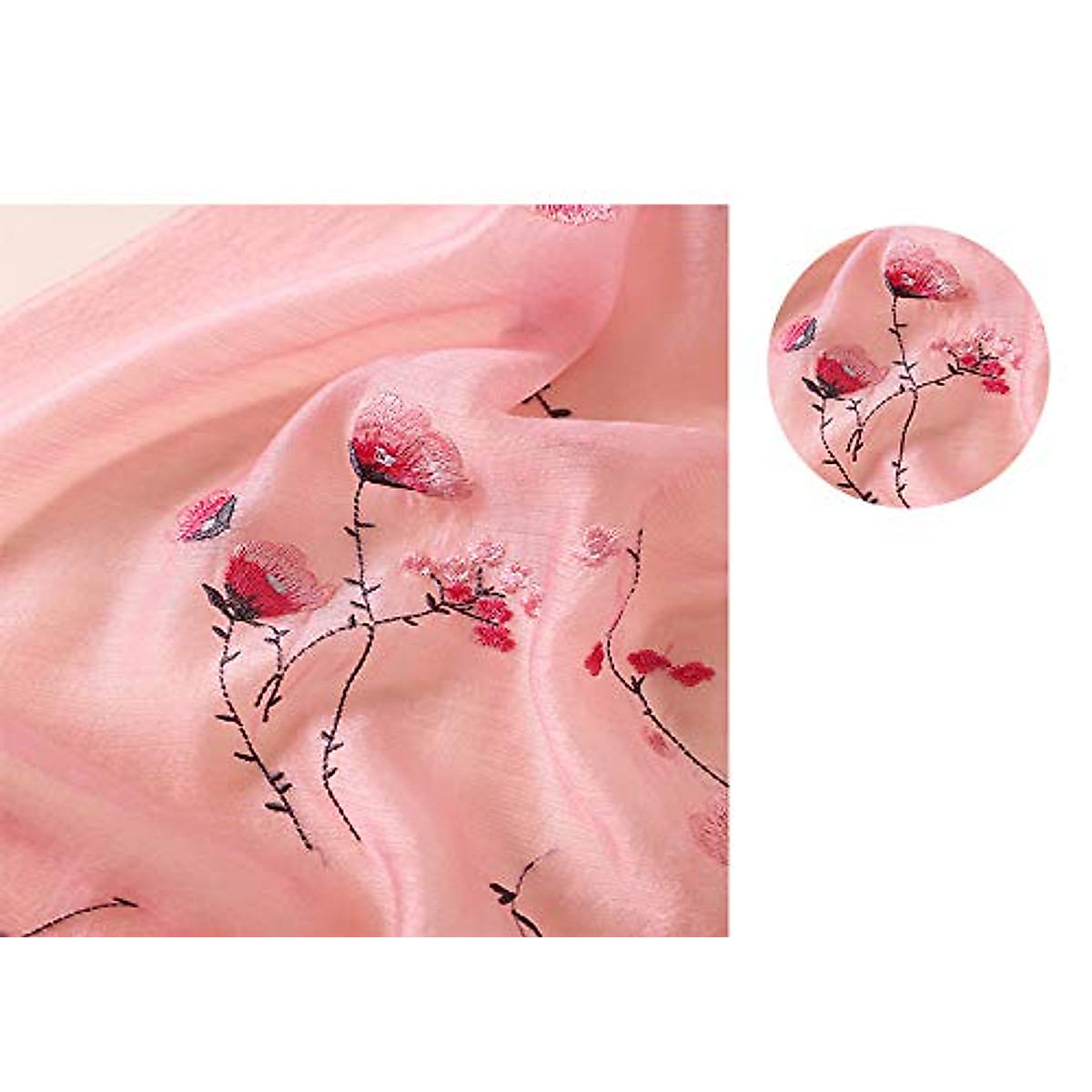 Alysee Women Warm Silk&Wool Mixed Lovely Embroidered Scarf Headwrap Shawl Pink