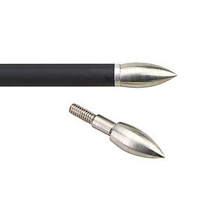 HNZMDY 12 Pcs Archery Arrow Field Points 100/150/200/250/300/350 Grain Bullet Points Screw in Broadheads (Black, 150 grain)