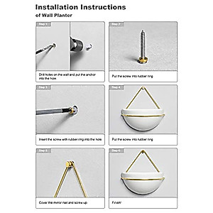 Mkono Ceramic Hanging Planter Geometric Wall Decor, Set of 2 Modern Wall Planter with Metal Plant Hanger Wall Mounted Plant Pot for Succulent Air Plant Herb Faux Plant Indoor Home Garden Decor, Gold