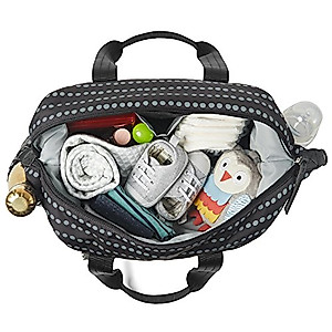 Skip Hop Messenger Diaper Bag with Matching Changing Pad, Riverside Ultra Light, Black Dot