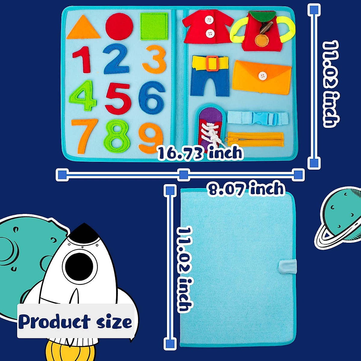 COVTOY Busy Board Montessori for 1-2 Year Old, Developing Fine Motor Skills and Basic Skills, 19-in-1 Educational Sensory Board for Toddler Toys Age 1-2, Birthday Gifts for Kids