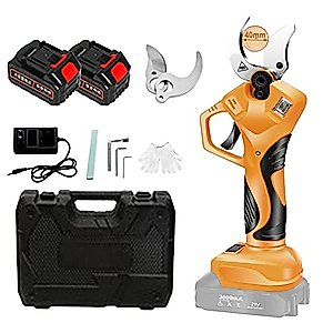 MMCUBE Electric Pruning Shears - 21V 3AH Battery Electric Pruner for Garden Pruning and Grafting,Professional Tree Branch Pruners,40mm (Color : Without Extension bar, Size : 2 Blade)