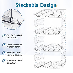 IROONN Large Compartment Water Bottle Organizer, Stackable Water Bottle Organizer for Cabinet, 4 Tier Water Bottle Holder for Kitchen Pantry, Plastic Wine Rack Tumbler Travel Cups Storage
