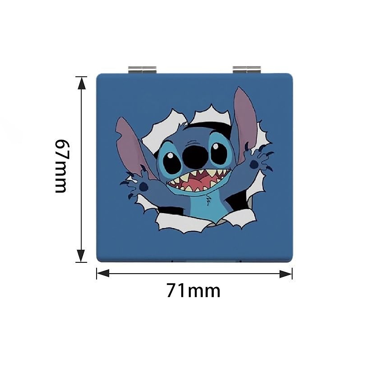 MRSP 3 sets makeup bag+Double Sided Cosmetic Mirror travel small cosmetic case portable with multifunctional waterproof Organizer bag for women Stitch Stuff Gift (Stitch)