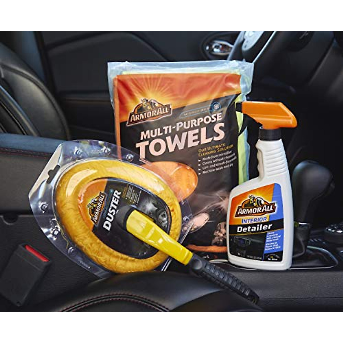 Interior Car Cleaning Kit by Armor All, Interior Detailer Spray with Microfiber Towels and Microfiber Duster, 16 Fl Oz