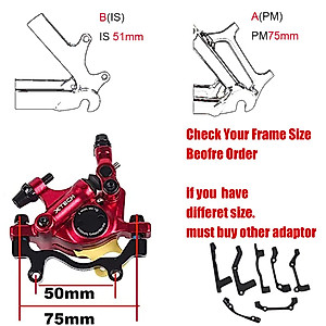 catazer MTB Road HB-100 MTB Road Line Pulling Hydraulic Disc Brake Calipers Front & Rear Mountain Bike Disc Brake E-BIKE Disc Brake (1 Pair Red)