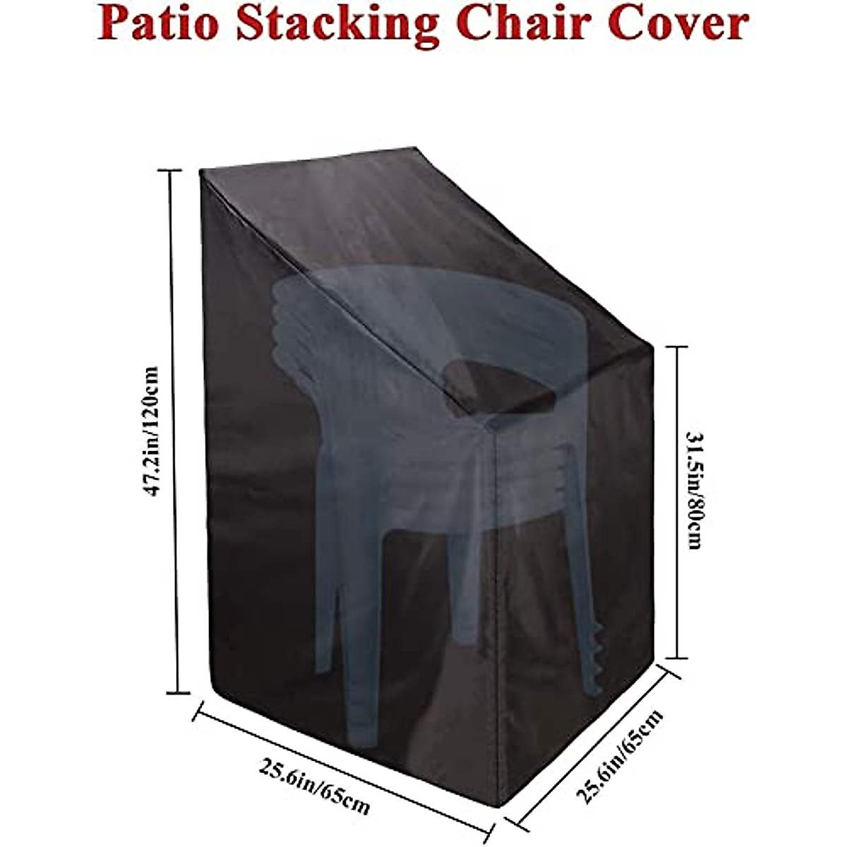 Patio Chair Covers,Stackable Patio Home Chair Cover,Durable/Waterproof/Dustproof Furniture Cover with Adjustable Hem Cord for Easy Fitting,Large Outdoor Stacking Chairs Cover 25" L x 25" W x 47" H