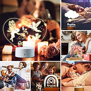 VEELU Customized Watercolor Rainbow Acrylic LED Lamp Personalized Lamp with Name Colorful Pattern Night Light for Girl Toddlers Bedroom Kids Gift