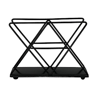 OwlGift Black Modern Geometric Triangle Metal Wire Upright Napkin Holder