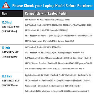 FINPAC 14-inch Laptop Shoulder Bag, Protective Computer Carrying Case Compatible with 15.3" MacBook Air M4/M3/M2, 15-16" MacBook Air/Pro, Surface Laptop/Book, 14" HP/Dell/Acer/Chromebook, Black