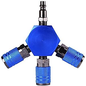 WYNNsky Air Splitter, 3-Way Manifold with 3 Pieces Industrial Coupler and Plug, Air Compressor Hose Accessories Quick Connect Fittings