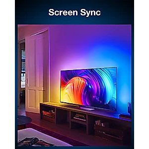 Aubess HDMI 2.0 Sync Box & TV Neon Rope Backlight Kit, WiFi Immersion TV LED Backlights That Compatible with Alexa & Google Assistant for 65" TVs. Fancy Sync Box LED Lights That Sync with TV Picture
