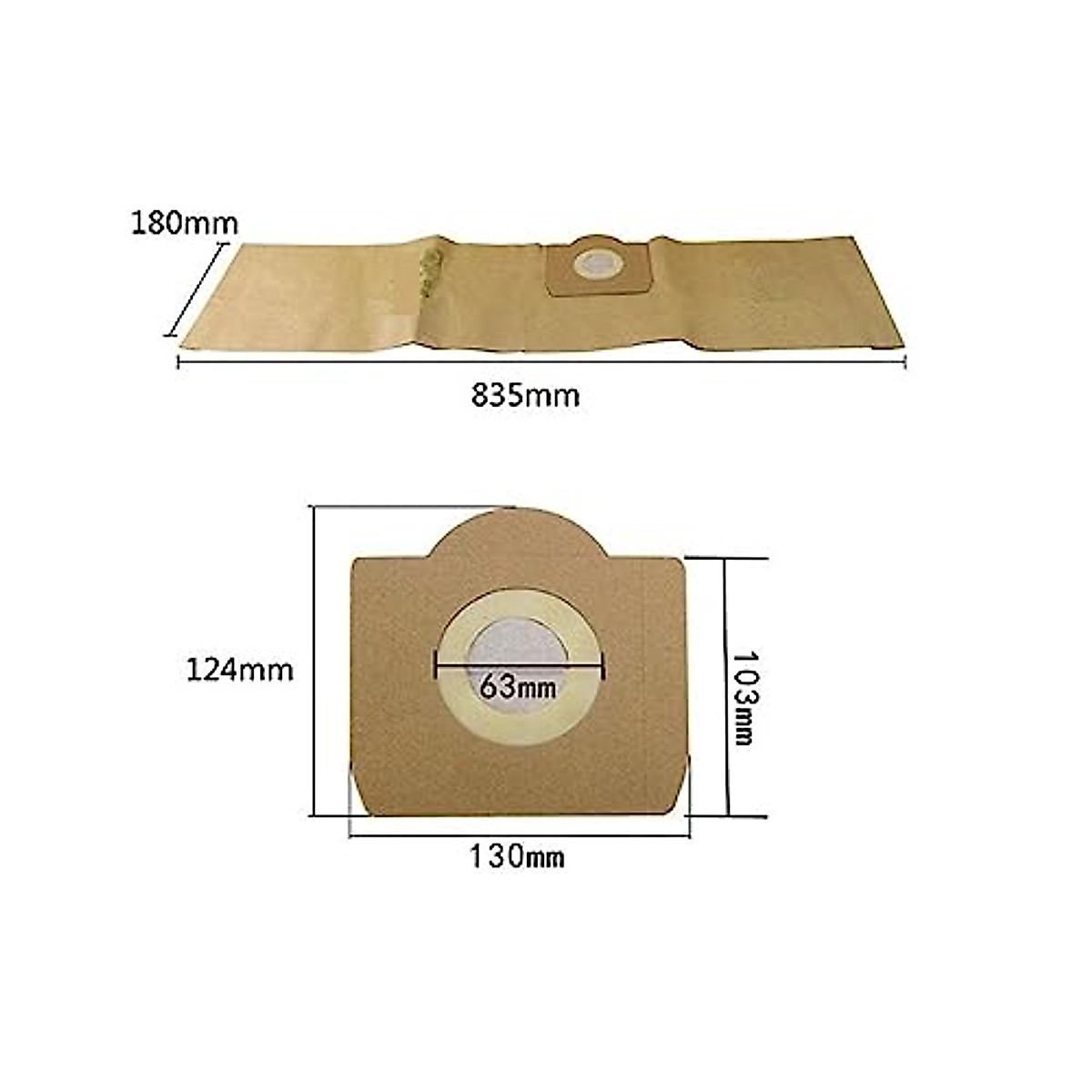 Vacuum Cleaner Bags Dust Bag Vacuum Cleaner Parts，Compatible For PARKSIDE 1300 B-NT 1250 H-NS 1250 T5 YPL 1250 YPL 1252 YPL N.G. (Color : Old style)