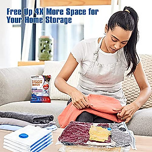Vacuum Storage Bags 4 Pack (XXL), 40"x51" Compression Storage Bags with Double-Zip Seal and Triple Seal Valve, 80% More Space Saver Bags for Clothes, Blankets, Pillows-Warranty 2 Years
