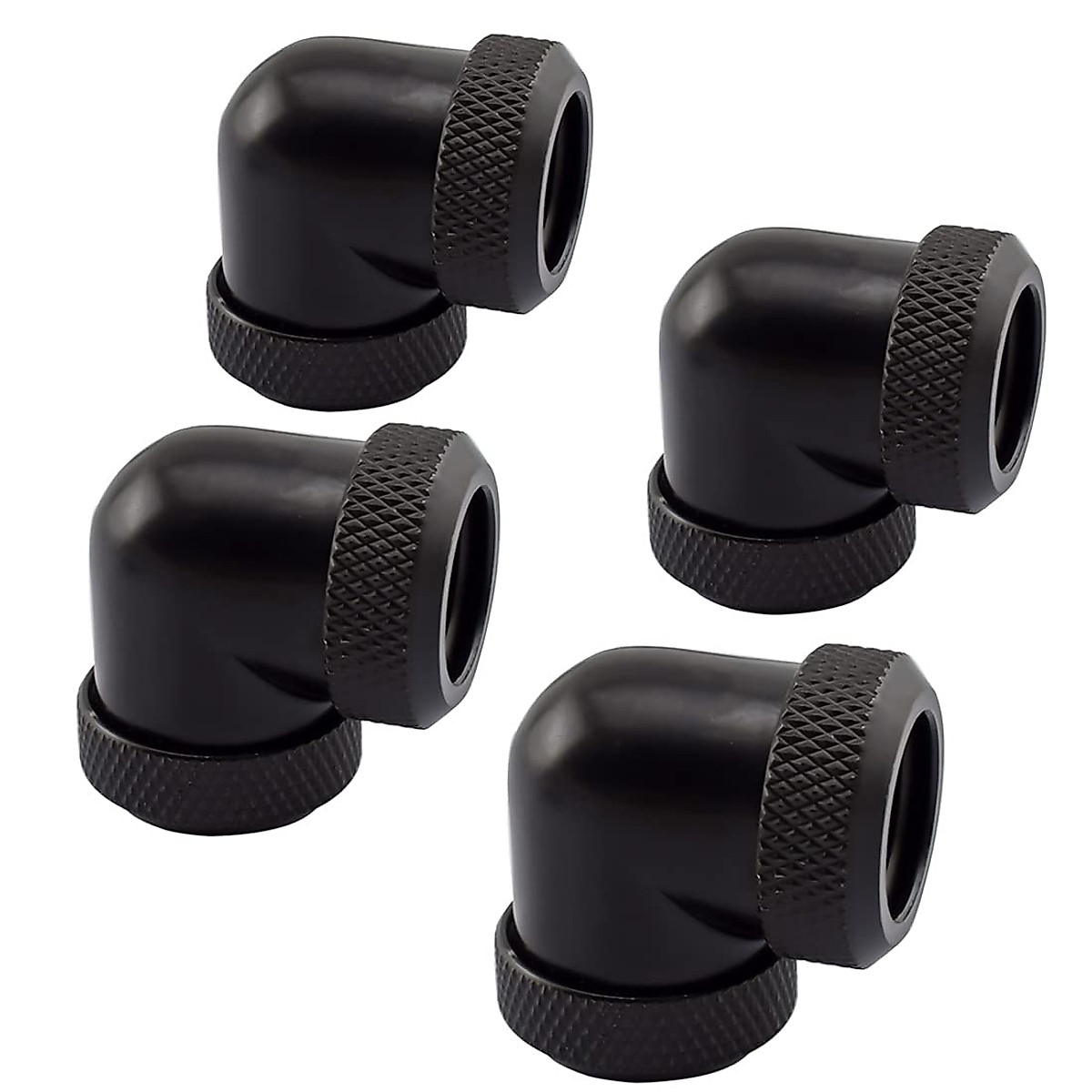 SDTC Tech 4-Pack 90 Degree Fitting Hand Twist Elbow for 10mm ID, 14mm OD Metal and PETG Rigid Tubing Computer Water Cooling System Connectors
