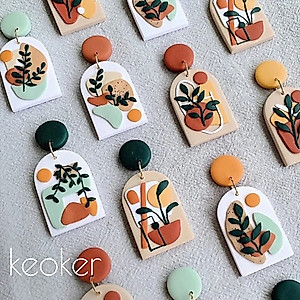 keoker Polymer Clay Cutters Set, 36 Shapes Stainless Steel Clay Cutters with 16 Circle Shape Cutters and 60 Earrings Accessories, Clay Earing Cutters for Polymer Clay Jewelry Making