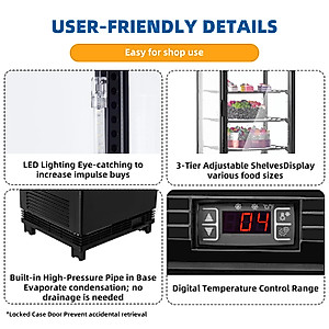 Towallmark Refrigerated Display Case, 3.5 Cu.Ft, Countertop Pastry Display Case Commercial Display Refrigerator with LED Lighting, Frost-Free Air-Cooling, Locked Door for Bakery