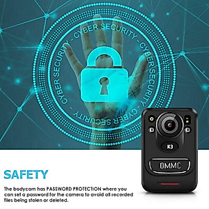 OMMC K3 1440P HD Police Body Camera,Portable Body Camera with with Audio Recording Wearable,Night Vision, 128G Memory Body Worn Camera for Law Enforcement,Personal Use