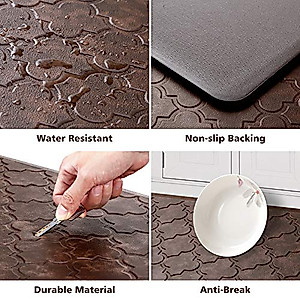 WISELIFE Kitchen Mat Cushioned Anti Fatigue Floor Mat,17.3&quot;x28&quot;, Thick Non Slip Waterproof Kitchen Rugs and Mats,Heavy Duty Foam Standing Mat for Kitchen,Floor,Home,Office,Desk,Sink,Laundry, Brown