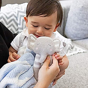 Living Textiles Baby Knitted Toy Rattle - Theodore Elephant - Premium 100% Cotton Super Cute Soft & Fun Stuffed Animal Character | for Infant,Newborn,Nursery,Stuff,Knit,Gift,Shower,Unisex