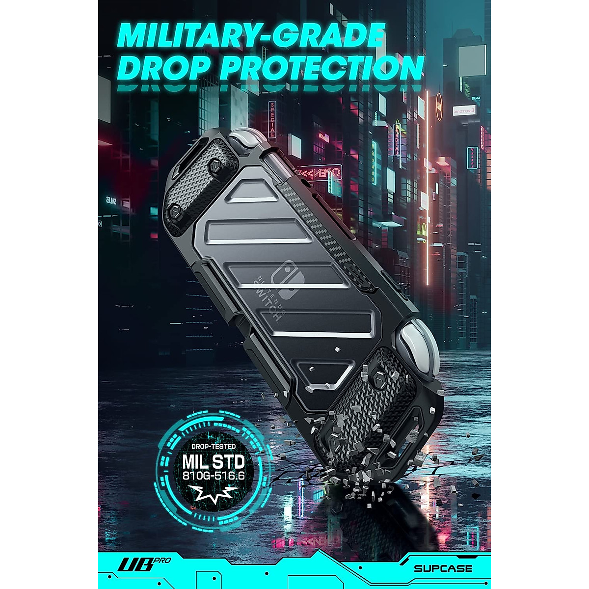 SUPCASE for Nintendo Switch Lite 2019 Case with Front Cover (Unicorn Beetle Forma), [Military-Grade Protection] [5 Game Card Storage Slots] Slim Protective Cover Accessories for Switch LiteFrost,Black