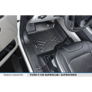 MAXLINER Custom Fit Floor Mats 2 Row Liner Set Black Compatible with 2015-2022 Ford F-150 SuperCrew Cab with 1st Row Bucket Seats