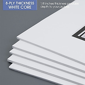 Golden State Art, 11x14 Double Mats for 8x10 - for Photos, Pictures, Frames - Acid-Free, 5 Pack, White Over Black