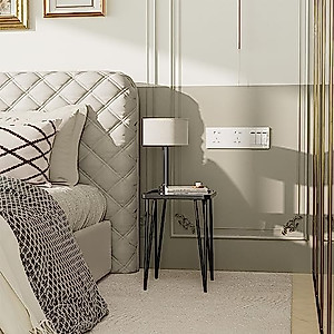 Palama Square Side Table for Living Room, Small Square Table with Metal Frame, Modern Home Décor Small Accent Table, Easy Assembly Black Bedside Table, Small Table