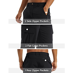 MAGCOMSEN Athletic Shorts for Men with Pockets 3/4 Casual Cargo Shorts Running Shorts Cropped Pants Hiking Fishing Shorts for Men Black