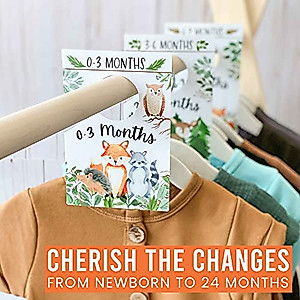 6 Woodland Hanger Dividers Baby Closet Size Dividers - Baby Essentials For Newborn Essentials, Baby Closet Dividers, Baby Closet Organizer For Nursery Organization, Nursery Closet Dividers Neutral
