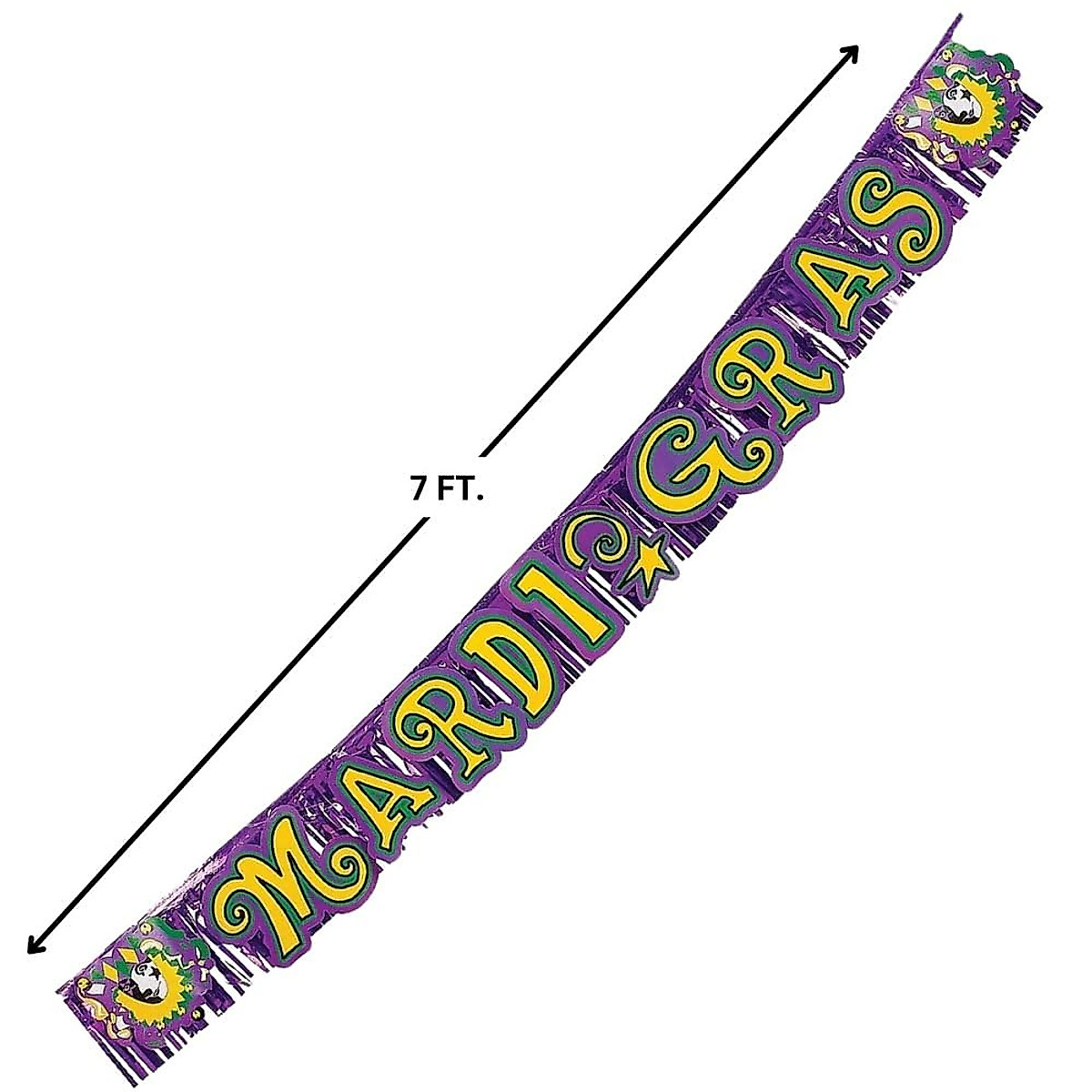 Mardi Gras Metallic Fringed Banner (7 feet long) Mardi Gras Party Decor