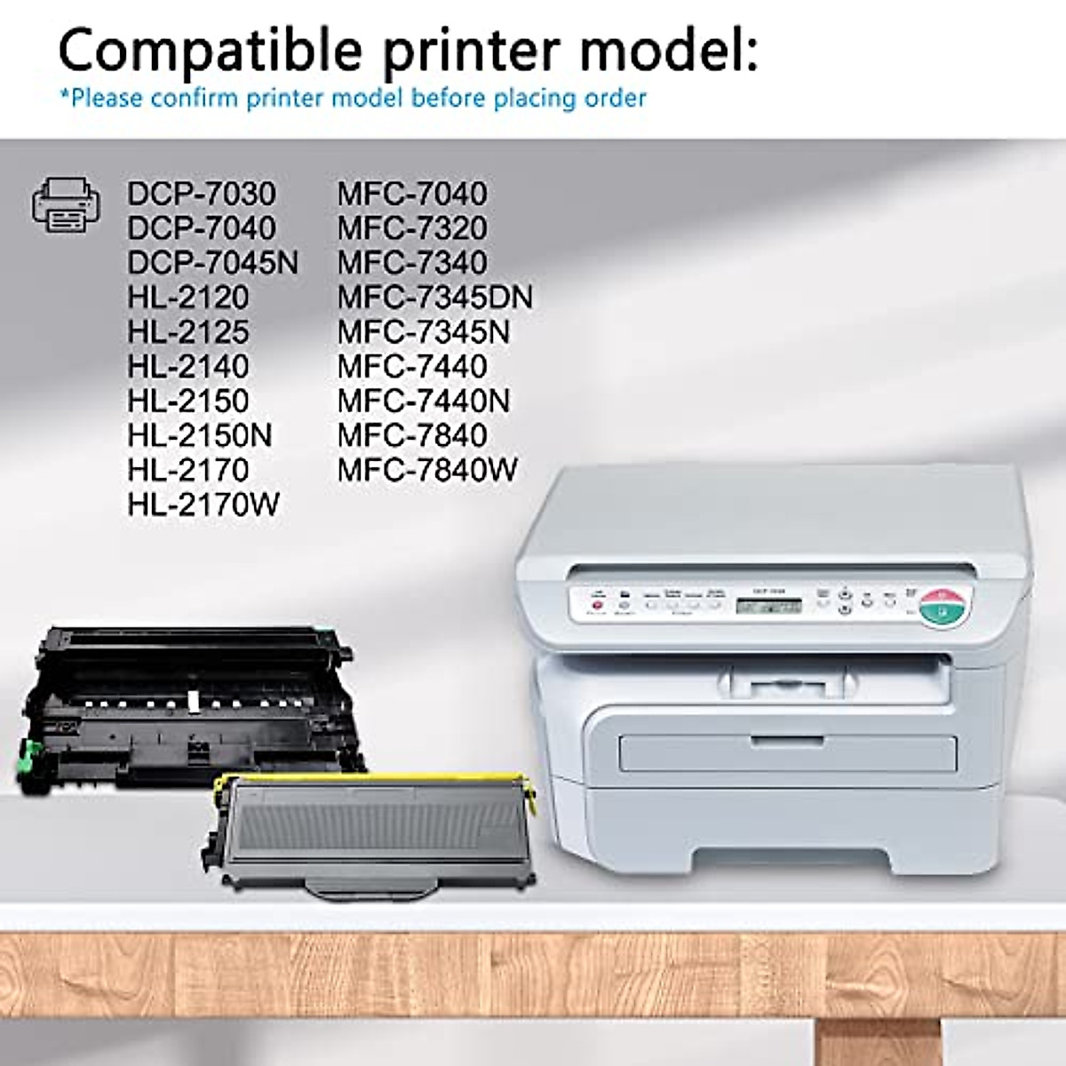 HIYOTA Compatible 6 Pack Black TN 330 Toner + 2 Pack Black DR 360 Drum Replacement for Brother TN330 DR360 DCP-7040 HL-2125 2140 2150 2150N MFC-7320 7340 7345DN 7345N 7440 7440N Printer