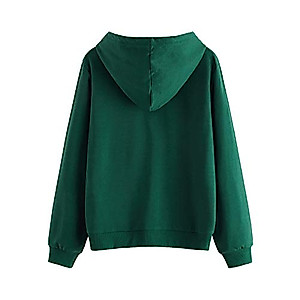 SweatyRocks Sweatshirt Women's Long Sleeve Pullover Sweatshirt Hoodie Green Letter Small