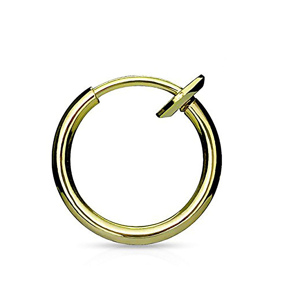 Forbidden Body Jewelry Surgical Steel Gold IP Plated Faux Nose Rings Hoop 10mm 3/8 inch (No Piercing Required)
