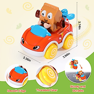 HINZER Toy Cars for 1 2 3 Year Old Boy 4 Pack Friction Powered Cars Baby Toy 12-18 Months Car Toys for Toddlers 1-3 Cartoon Baby Car Toys for 1 Year Old Boy Girl for 1 2 3 Year Old Boys