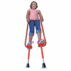 Geospace Original Walkaroo Xtreme Steel Balance Stilts with Height Adjustable Vert Lifters For Outdoor/Indoor Active Play & Exercise; For Adults & Kids up to 250 lbs (Green)