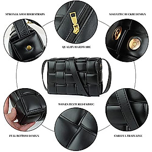 JBB Women Shoulder Bag Purse Woven Crossbody Handbags Small Square Bags Designer Handbag Padded Cassette Clutch Brown