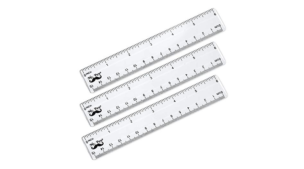 Mr. Pen- Ruler, 6 inch Ruler, Pack of 3, Clear Ruler, Plastic Ruler ...