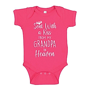 Sent with A Kiss from My Grandpa in Heaven Baby Bodysuit NB Cyber Pink
