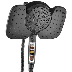 INAVAMZ Black Shower Heads with Handheld Spray Combo 2.5GPM: 10” Rainfall Shower Head & Detachable Shower Head, 10 Spray Settings Handheld Shower Head with ON/OFF Switch and 15-Stage Filter