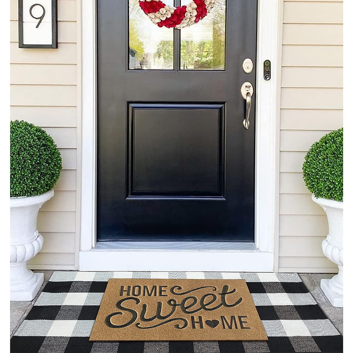 AAZZKANG Brown Welcome Mats for Front Door Home Sweet Home Door Mat Outdoor Indoor with Non Slip Rubber Backing Easy to Clean Outside Inside Doormat