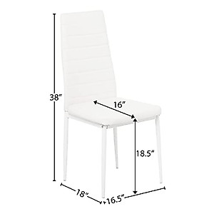 IDS Online Modern Faux Leather with Metal Legs High Back Padded Seat Chair for Kitchen, Dining Living Room, Restaurant, Single, White