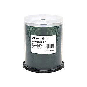 Verbatim CD-R 700MB 52X Diamond Silk Screen Printable, Hub Printable - 100pk Tape Wrap